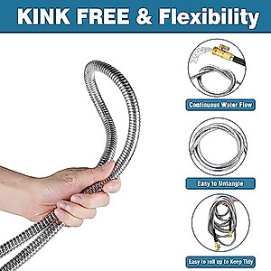 Garden Hose 100 ft Metal - Stainless Steel Water Hose Flexible Heavy Duty Garden Hose Collapsible and No Kink Water Pipe