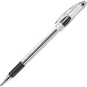 Pentel(R) R.S.V.P.(R) Ballpoint Pens, 1.0 mm, Medium Point, Clear Barrel, Black Ink, Pack Of 12, BK91-A