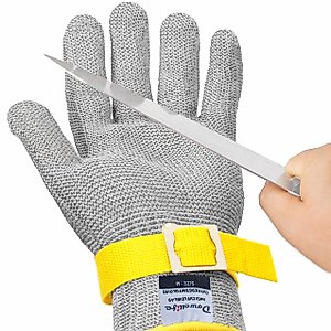Dowellife Comfortable Level 9 Cut Resistant Glove Food Grade, Mesh Metal Kithcen Glove for Chef Oyster Shucking Mandoline Knife Butcher Meat Cutting