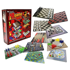 Board Game Set - 10 in 1 Board Games Collection - Chess, Checkers, Chinese Checkers, Backgammon, Snake and Ladder, Ludo and More Classic Board Games for Kids
