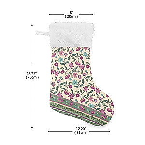 Kigai Christmas Stockings Bohemian Flowers Large Candy Stockings Stuffers Kids Cute Xmas Sock Decorations 1PC for Home Holiday Party 12" x18"