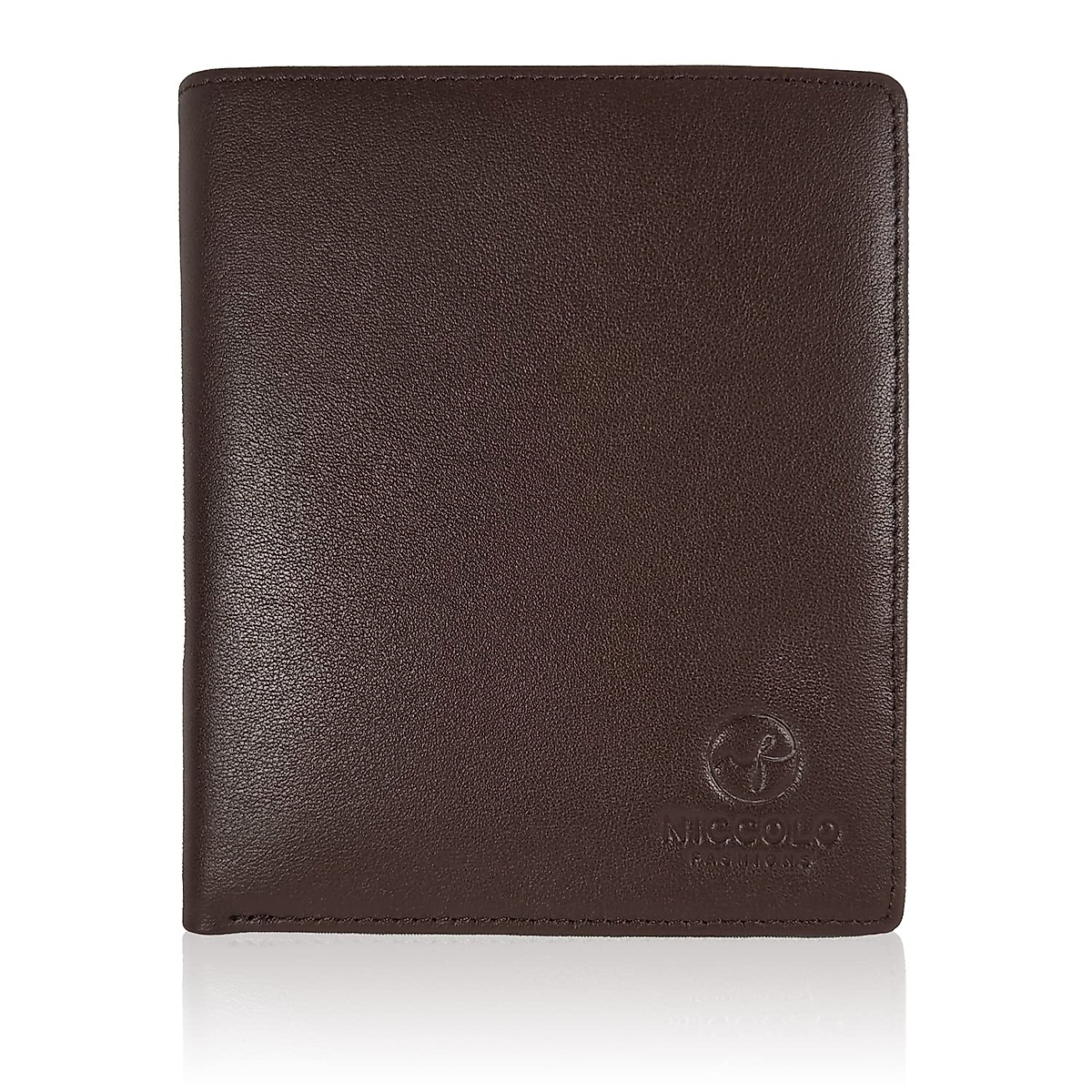 Extra Large Mens Leather Wallet with 12 credit card slots. Slim Minimalist Design, Not Bulky. Bifold Organizer. Wallet for Men. Dark Brown 5 x 4.25 in.