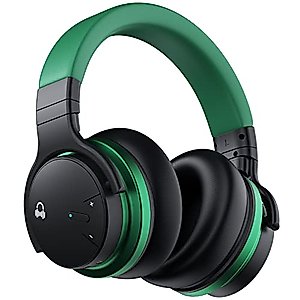 E7 BasicC Active Noise Cancelling Bluetooth Wireless Over Ear Headphones with Mircophone, 30H Playtime,Deep Bass, Comfortable Protein Earpads, for Travel, Home, Office (Green)