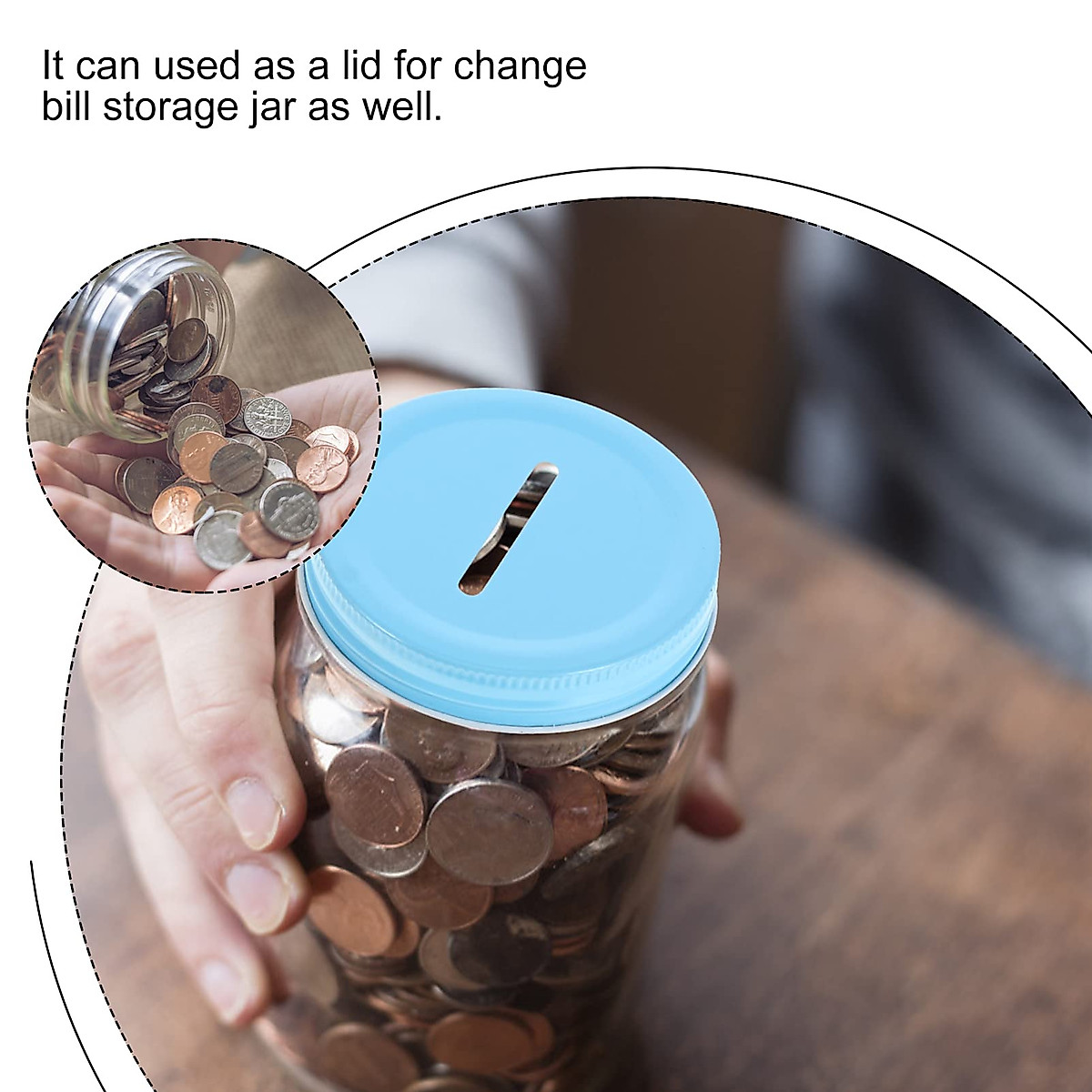 FOMIYES 25Pcs 6 Colored Piggy Bank Lids Jar Coin Bank Lid Metal Coin Slot Piggy Bank Lid Insert for Mason, Ball, Canning Jars (Gold, Silver, Black, Rose Gold, Blue)