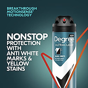 Degree Men Antiperspirant Deodorant Dry Spray Black + White Protects from Deodorant Stains Antiperspirant for Men with MotionSense Technology, 3.8 Ounce (Pack of 3)
