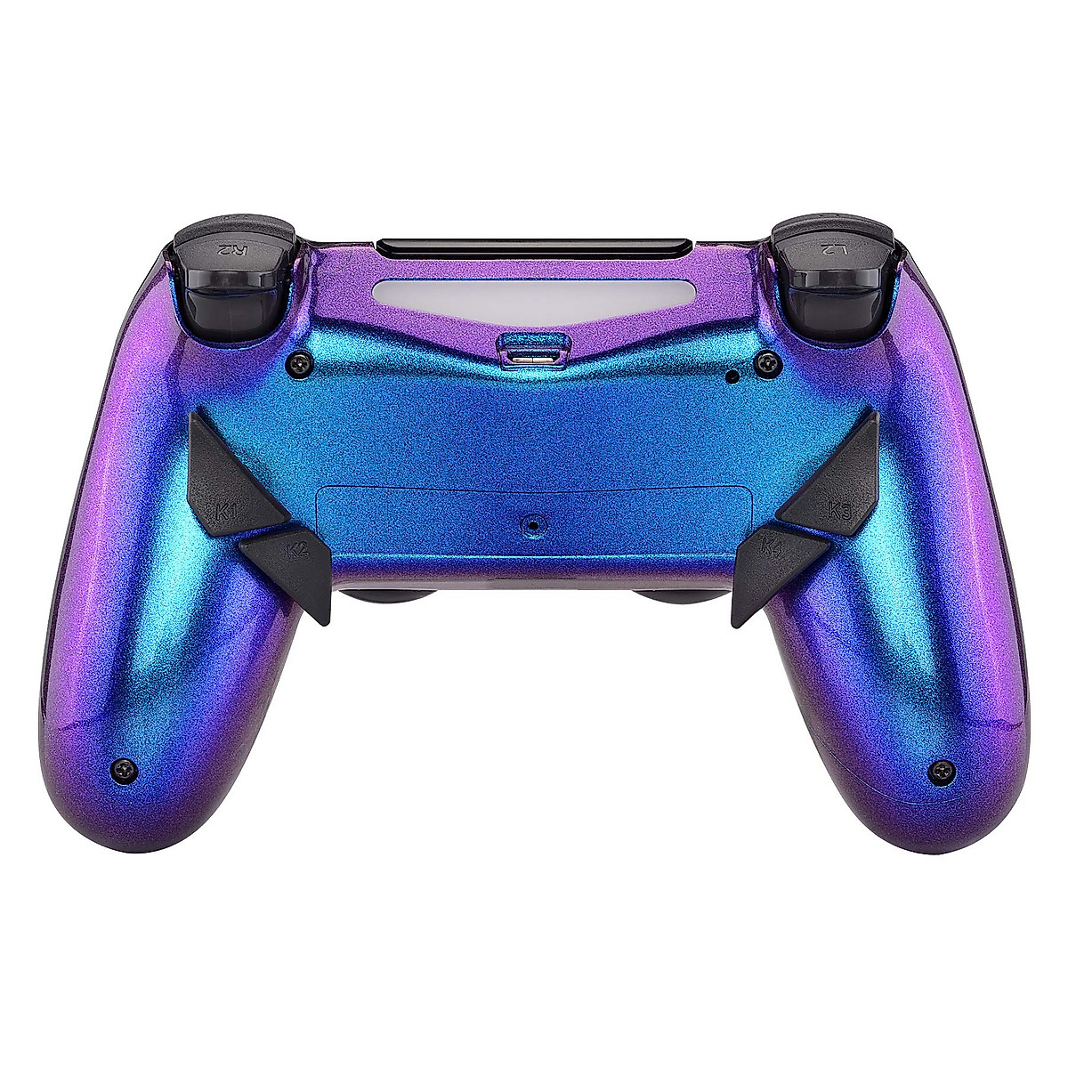 eXtremeRate Chameleon Purple Blue Dawn Programable Remap Kit for PS4 Controller with Upgrade Board & Redesigned Back Shell & 4 Back Buttons - Compatible with JDM-040/050/055 - Controller NOT Included