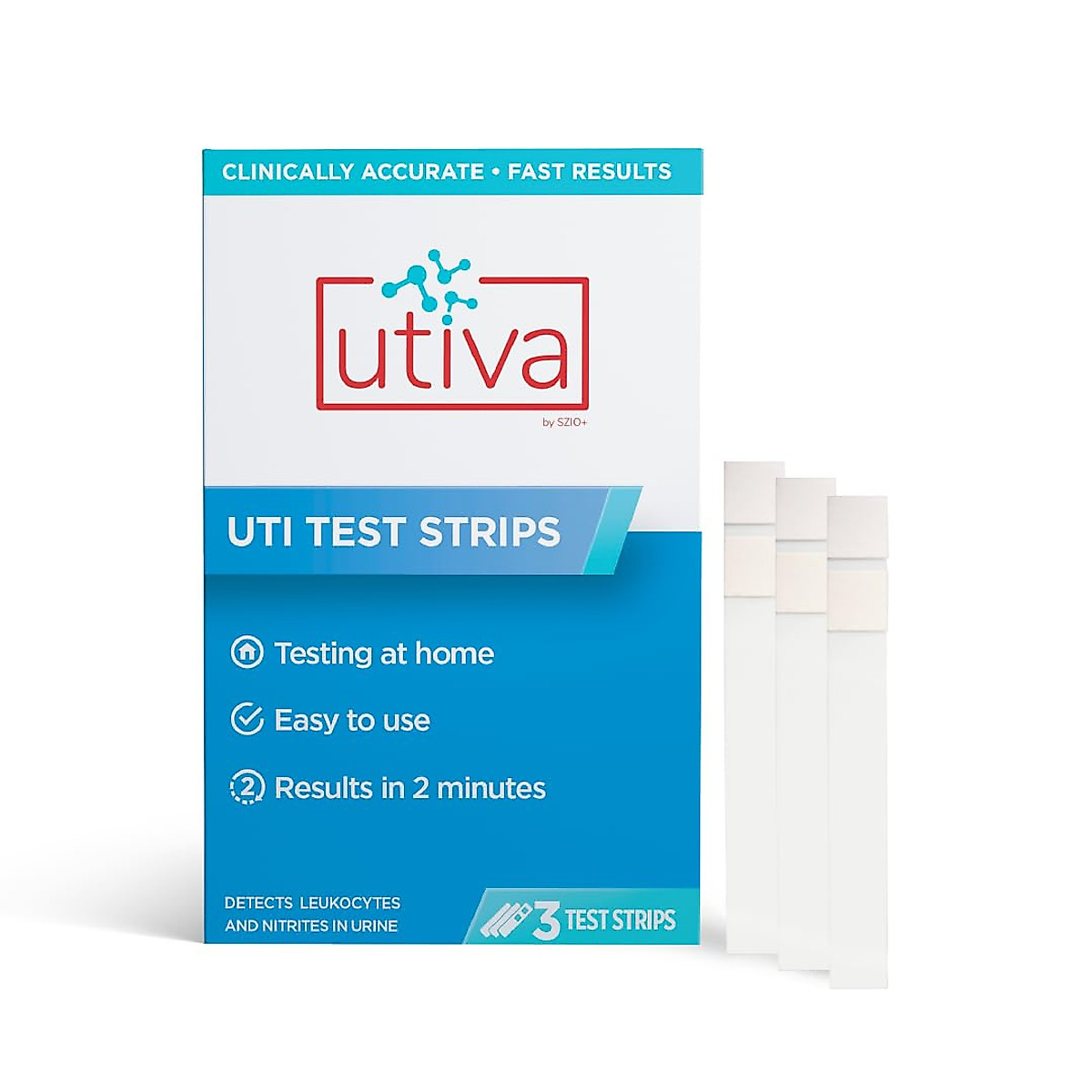 Utiva UTI Test Strips – Home Test Kit for Urinary Tract Infection – Clinically Accurate Results in 2 Minutes – Urine Test Strips for Women and Men, 3 Individual at Home UTI Tests
