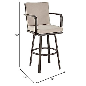 Don 30" Outdoor Patio Swivel Bar Stool in Brown Aluminum with Cushions