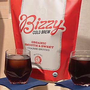Bizzy Organic Cold Brew Coffee | Smooth & Sweet Blend | Coarse Ground Coffee | Medium Roast | Micro Sifted | Specialty Grade | 100% Arabica | 2 LB