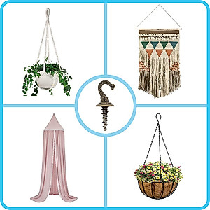 Swag Driller Hooks Heavy Duty Swag Hook Ceiling Hook Wall Hook Indoor Outdoor for Hanging Plants Chandelier etc. (2, Antique Brass)