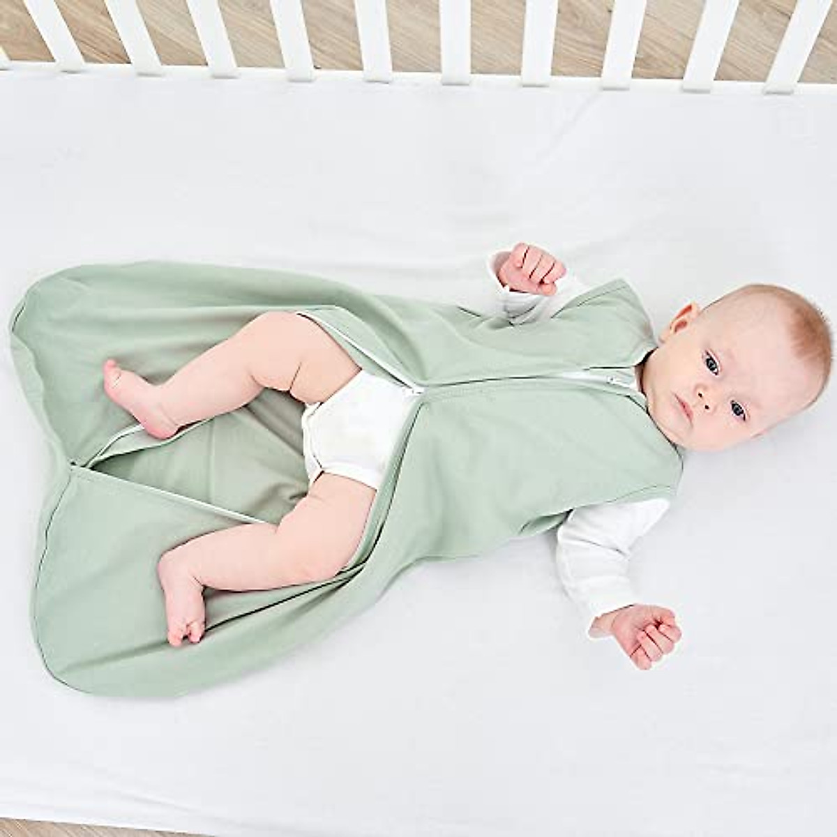 Looxii Baby Sleep Sack 6-12 Months 100% Cotton 0.5TOG Wearable Blanket Baby Sleeping Bag Soft Comfortable Toddler Sleeping Sack Green