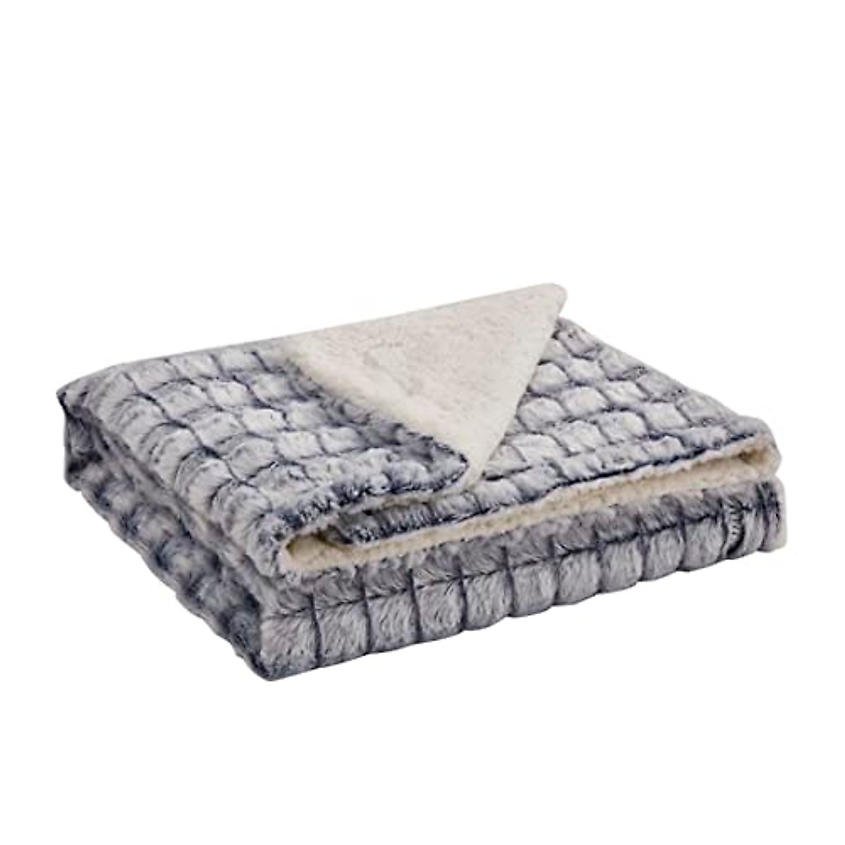 Hotel Suite Micromink/Sherpa Reversible 50 x 60 in Navy Color Throw, Navy