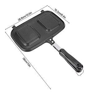 Fdit Cast Aluminium Breakfast Double Sided Non-Stick Frying Pan Easy Use Easy Safe Reliable Kitchen Cooking Utensil Tool Black