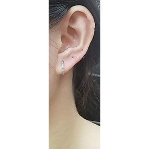 CZ Surgical Stainless Steel 16G Sleeper Cartilage Daith Tiny Small Hoop Earrings Tragus Mini Hinged Clicker Nose Ring Cuff Huggie Hoops for Women Men Helix Piercings Jewelry Gifts Bff (10mm)