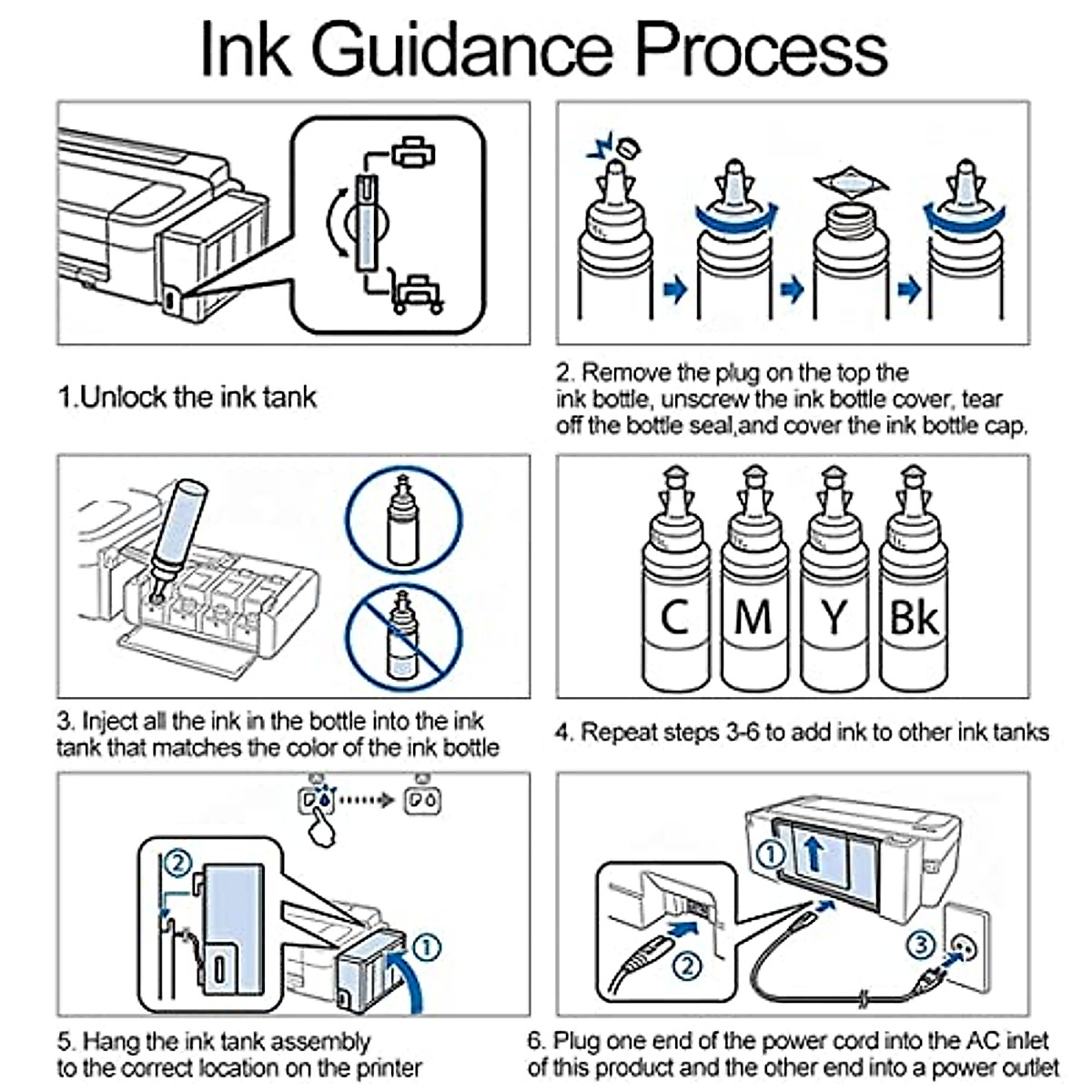 Printers Jack Compatible Epson T664 Refill Ink Bottle kit for Expression ET-2650, ET-2500, ET-2550, ET-2600 & Workforce ET-16500, ET-4500, ET-4550 Printers