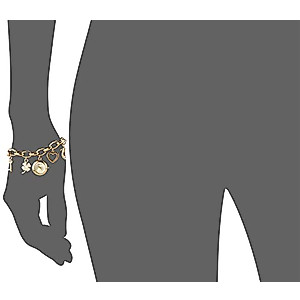 Anne Klein Women's Premium Crystal Accented Gold-Tone Charm Bracelet Watch, 10/7604CHRM