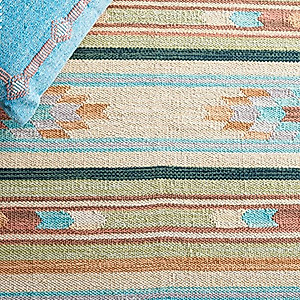 SAFAVIEH Cotton Kilim Collection Accent Rug - 4' x 6', Brown & Ivory, Handmade Southwestern Boho Tribal Cotton, Ideal for High Traffic Areas in Entryway, Living Room, Bedroom (KLC301T)