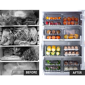 YouLike 2pack Stackable Fridge Drawers Pull Out Bins for Refrigerator Organizer Clear Food Storage Container Set With Drain for Pantry Kitchen Cabinet Office Organization
