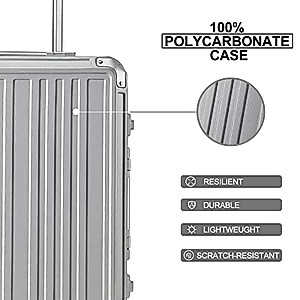 CLUCI Carry On Luggage 100% PC No Zipper Suitcase Aluminum Frame Hard Case Suitcase Luggage With TSA Lock,20" Carry-On