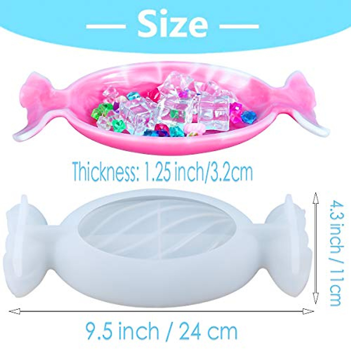 Tray Resin Mold, Large Candy Shaped Tray Silicone Mold, Epoxy Resin Casting Molds for Jewelry Storage Plate, Rolling Tray, Fruit Food Dish, Home Decoration