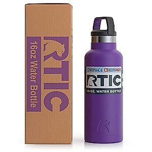 RTIC 16 oz Vacuum Insulated Water Bottle, Metal Stainless Steel Double Wall Insulation, BPA Free Reusable, Leak-Proof Thermos Flask for Hot and Cold Drinks, Travel, Sports, Camping, Majestic Purple