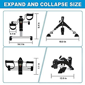 TABEKE Pedal Exerciser, Under Desk Bike Stationary Exerciser for Arm and Leg Workout, Portable Folding Sitting Cycle