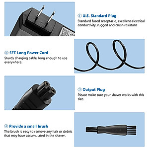 FNKTQL 5V for Remington Charger, Replacement Charger for Remington HC5870 HC4250 PF7500 PF7600 PG6250 PG6255 PG6170 PG6171 XR7000 XF8550 XF8700 Electric Razor Power Cord with Cleaning Brush