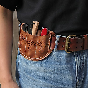 TOURBON Leather Pocket Organizer Folding Knife Holder 3 Slot EDC Pouch with Belt Loop