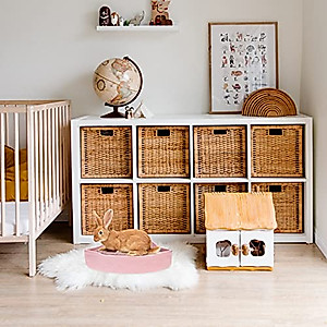 VILLCASE Rabbit Litter Tray, Rabbit Litter Box Ceramic Hamster Toilet Pet Potty Training Corner Cage Box Accessory for Rabbit Guinea Pig Chinchilla Small Animal, 12.97X9.43X3.93inch (Pink)