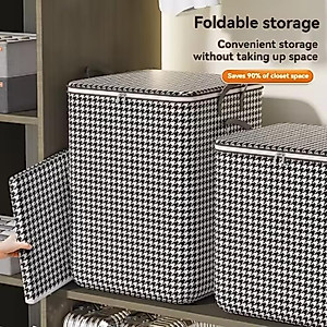Generic Houndstooth 180L Laundry Hamper, Extra Thick, Large, Foldable Storage Basket for Clothes, Towels, Home, Office, Camping, Travel, Black/white, 11172