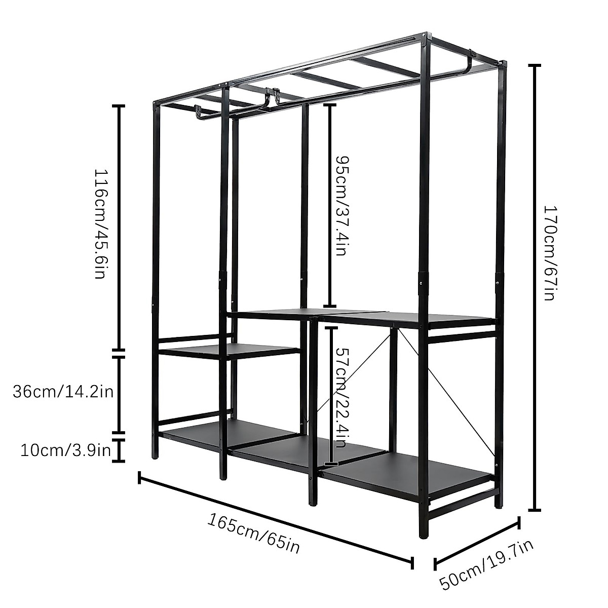 YETINGSHOP Heavy Duty Free Standing Closet Organizer, Extra Large Closet Organizer, Freestanding Closet Organizer with Shelves