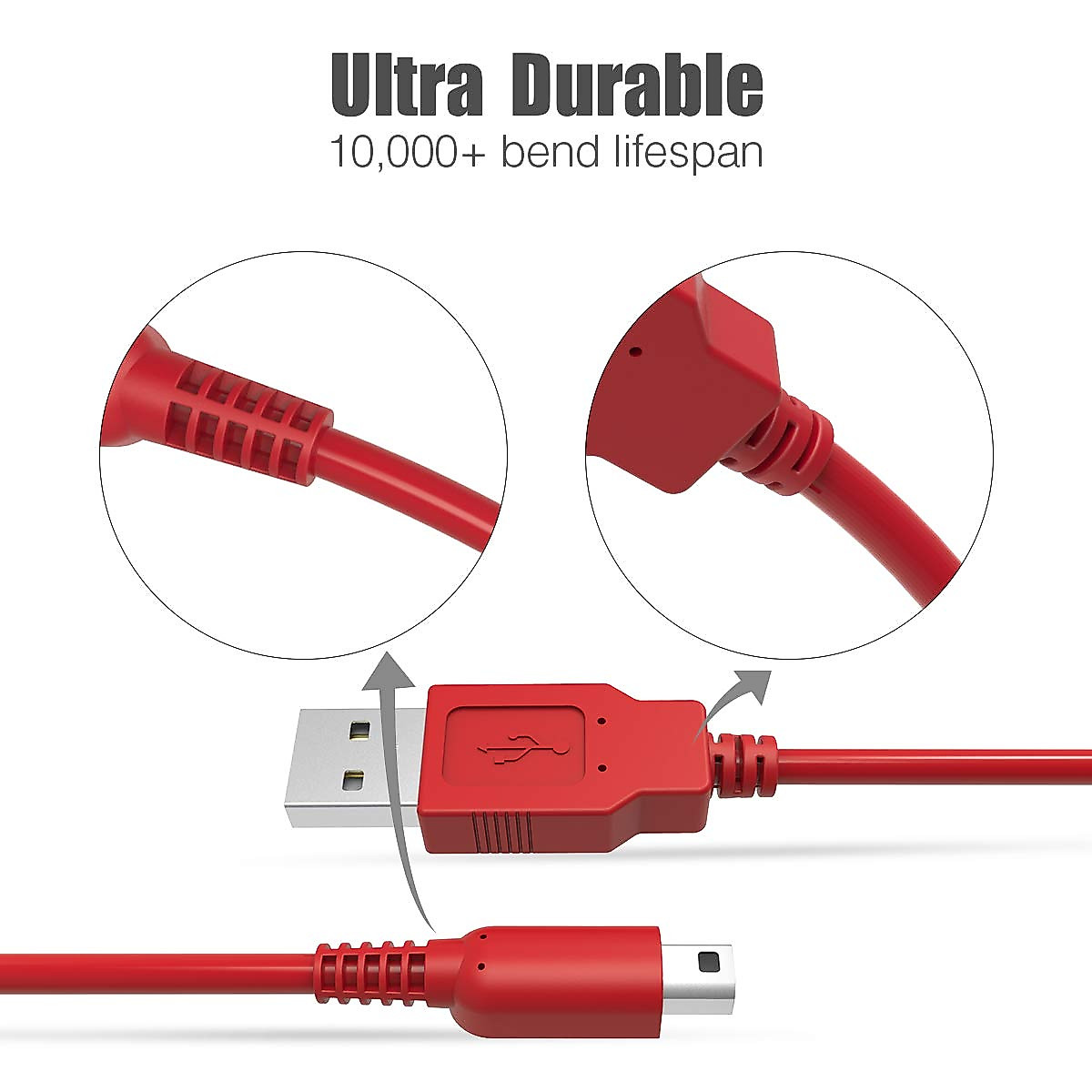 6amLifestyle [2 Pack] 5FT 3DS USB Charger Charging Cable, Power Cord for Nintendo New 3DS XL/New 3DS/ 3DS XL/ 3DS/ New 2DS XL/New 2DS/ 2DS XL/ 2DS/ DSi/DSi XL Bule/Red/Yellow