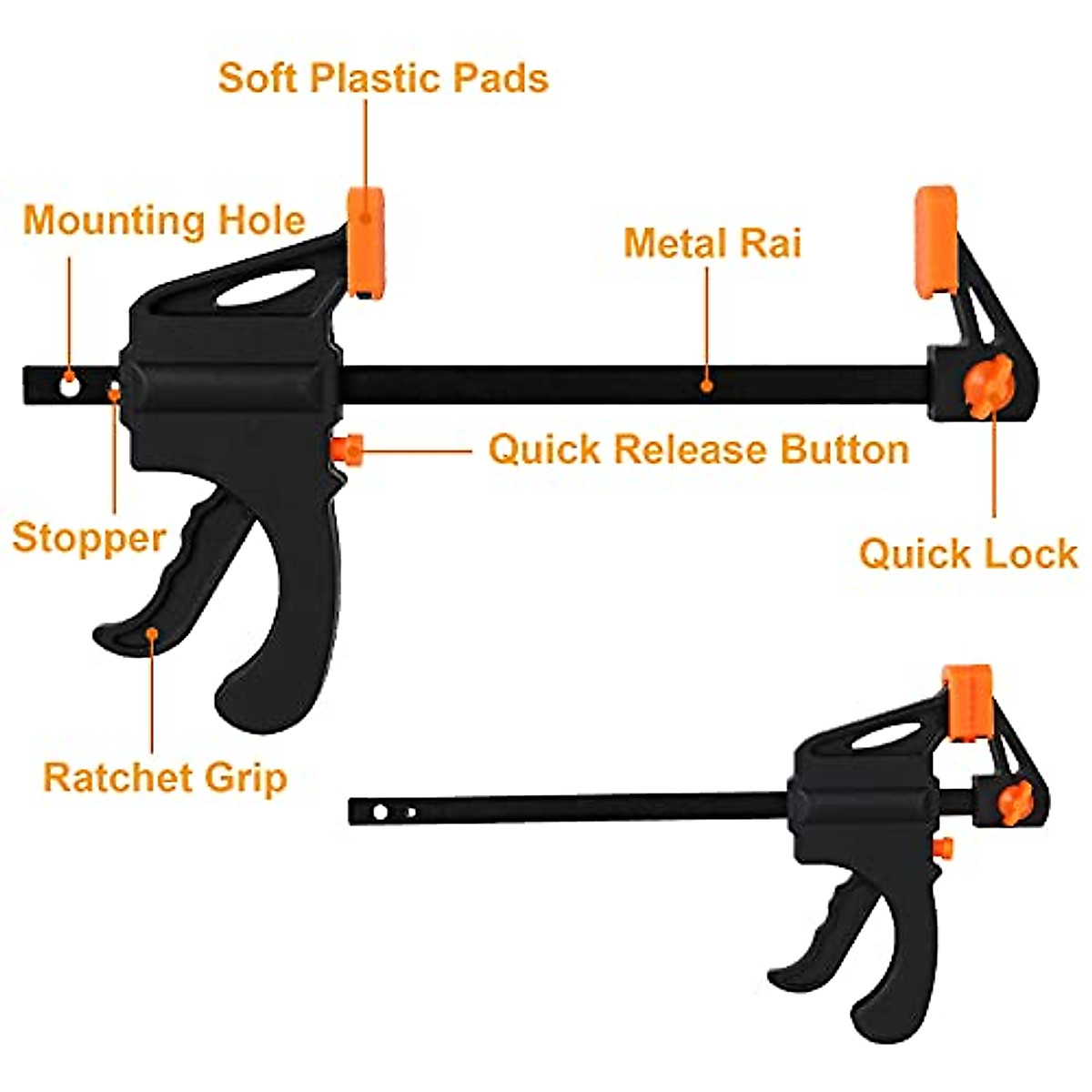 12 Pack 4 Inch Bar Clamps for Woodworking Quick Grip Clamps Trigger Clamp One Handed Ratchet Clamp, Mini Small Bar Clamps for Craft Wood Clamps for Gluing