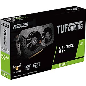 ASUS TUF Gaming NVIDIA GeForce GTX 1660 Ti EVO TOP Edition Graphics Card (PCIe 3.0, 6GB GDDR6, 14Gbps Memory Speed, HDMI 2.0b, DisplayPort 1.4, Space-grade Lubricant, Compact Design, GPU Tweak II)