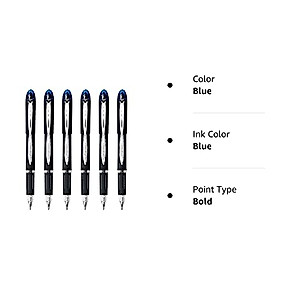 Uni-Ball Jetstream Rollerball Pen, 1.0mm, Bold Point, 6-Count (Blue, Bold)