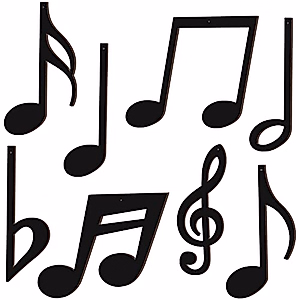 Yulejo 8 Pieces Treble Clef Wooden Wall Decor Black Music Notes Art Hanging Note Wood Decorations for Home Decorative Musical Studio Party