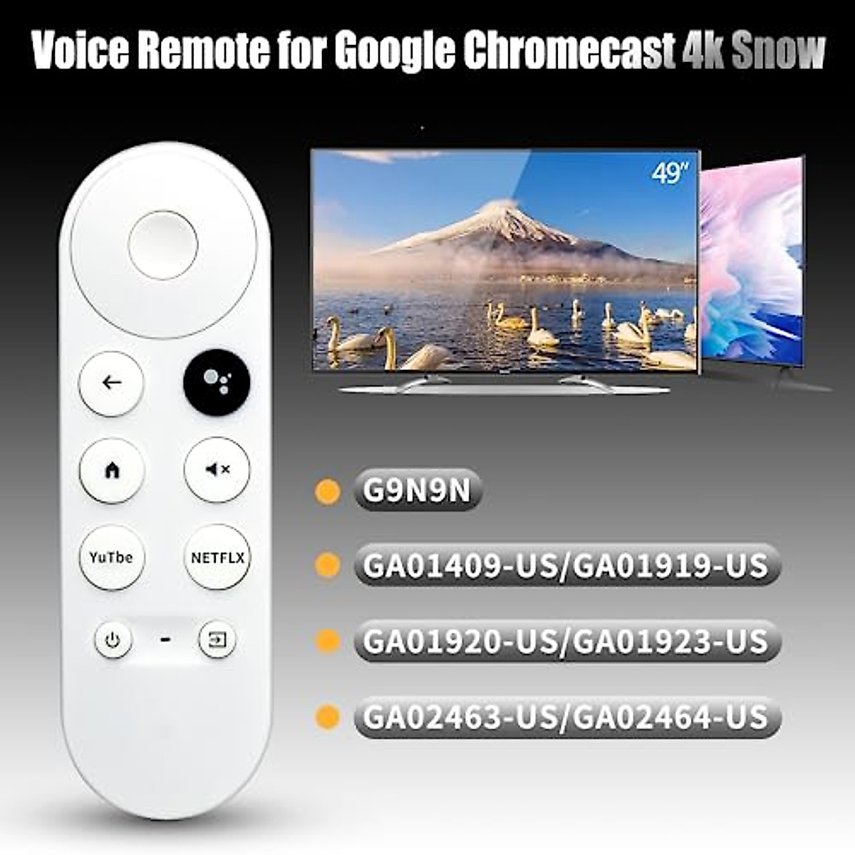 Replacement Voice Remote Control for Google Chromecast 4K Snow Snow ...