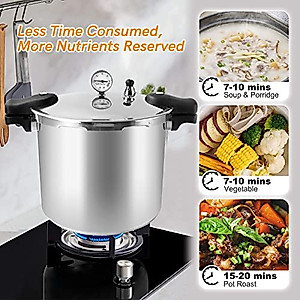 RemixOri Pressure Canners for Canning Jars, 23qt Canner Pressure Cooker for Canning, 23 Quart Canning Pressure Cooker Canner with Gauge & 1 Steaming Rack Included, Aluminum Polished, Quick Heat-up for Food Preserving