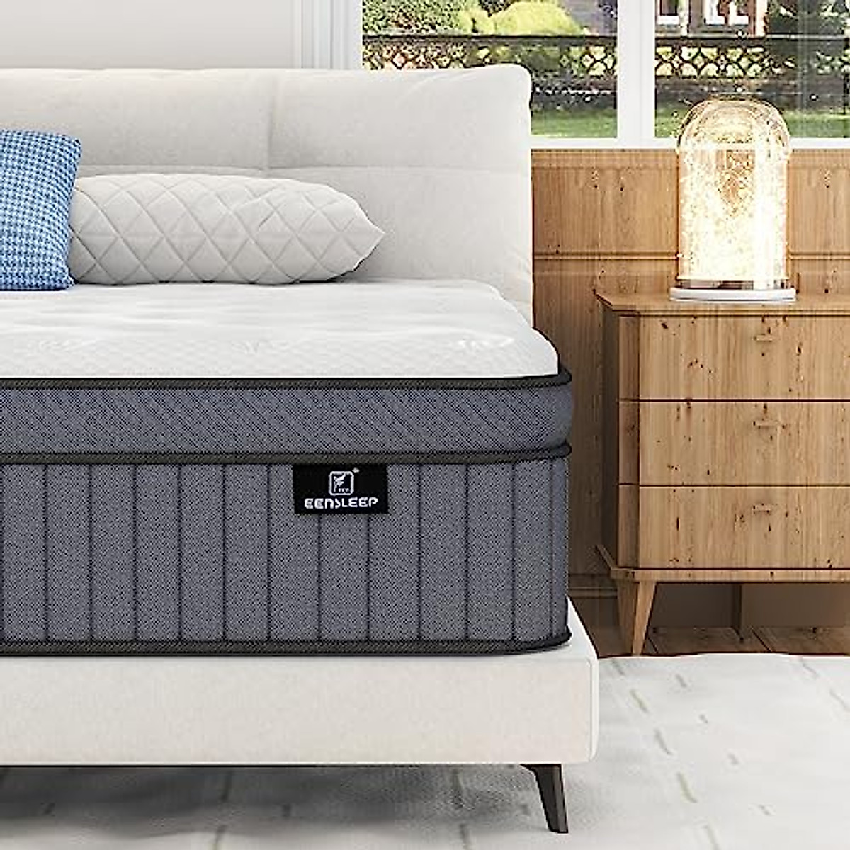 EEN EEN SLEEP Queen Size Mattress, Upgrade Strengthen Gel Memory Foam 10 Inch Firm Hybrid Queen Bed Mattress in a Box for Pressure Relief & Back Pain, Independent Pocket Springs, Strong Edge Support