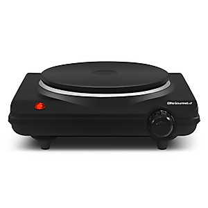 Elite Gourmet ESB-301BF# Countertop Single Cast Iron Burner, 1000 Watts Electric Hot Plate, Temperature Controls, Power Indicator Lights, Easy to Clean, Black