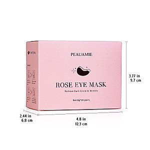 PEAUAMIE Under Eye Patchs Rose Eye Mask for Dark Circles and Puffiness Wrinkle Eye Bags 30 Pairs
