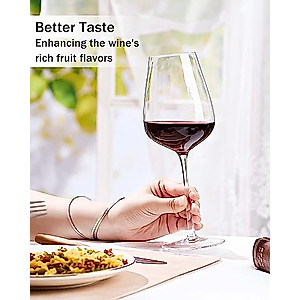 JBHO Hand Blown Italian Style Crystal Bordeaux Wine Glasses - Great Gift Packaging - Red Wine Glasses Lead-Free Premium Crystal Clear Glass - Set of 4-18 Ounce