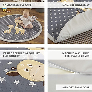 OBERLUX Baby Play Mat Memory Foam - Play Mat for Baby, Machine Washable, 49 inches-Large Non Slip Floor Mat, Playroom Decor, Baby Crawling Mat, Tummy Time Mat, Jungle Animal Safari Theme Baby Mat.