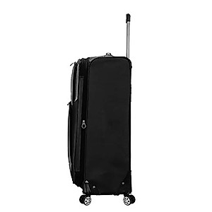 Rockland Impact Softside Spinner Wheel Luggage Set, Black, 4-Piece (18/22/26/30)