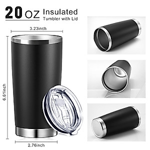 Sieral 36 Packs 20 oz Stainless Steel Tumbler Bulk with Lid Vacuum Double Wall Insulated Travel Coffee Mug Powder Coated Insulated Tumbler Cup for Christmas Wedding Birthday Party Favor Gifts (Black)
