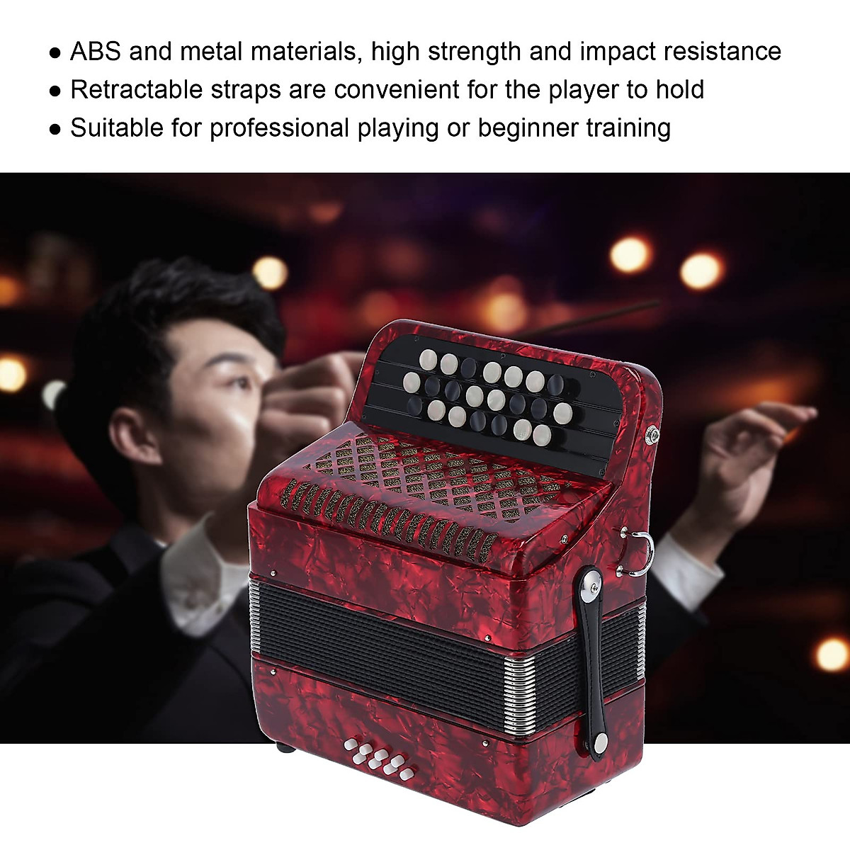 Xiuganpo Kids Accordion, Professional Accordian Keyboard Instruments 22 Key 8 Bass Piano Accordion for Music Lovers Educational Musical Instrument for Students, Beginner Accordion(#1)