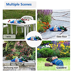 Jauay 9.5'' Tall Funny Drunk Garden Gnome Dwarf Creative Garden Gnome Statues Decoration Sculpture Yard Decor Landscape Porch Outdoor Lawn Decoration Novelty Outside Gift (Blue)