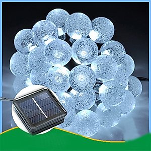 2 pack Solar String Lights Solar Fairy Christmas String Lights Crystal golobe ball Flower Garden LED Lights Waterproof Lamp Decorative Lighting for Home, Garden, Party, Festival Holiday Decorations