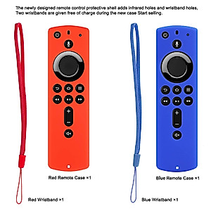 [2 Pack] Silicone Cover Case for Fire TV Stick 4K / Fire TV (3rd Gen) Compatible with All-New 2nd Gen Alexa Voice Remote Control (Red and Blue)