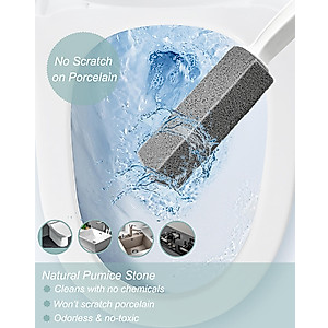 Comfun Pumice Stone Toilet Brush for Cleaning Toilet Bowl with Handle, Pumice Stick for Toilet Cleaning, 2 Pack
